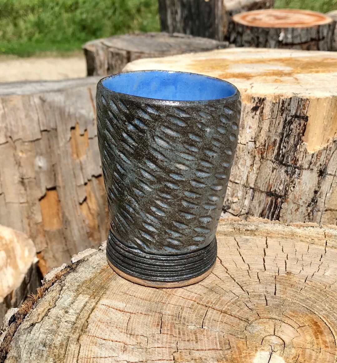 Textured Blue Ceramic Drinking Cup - Etsy