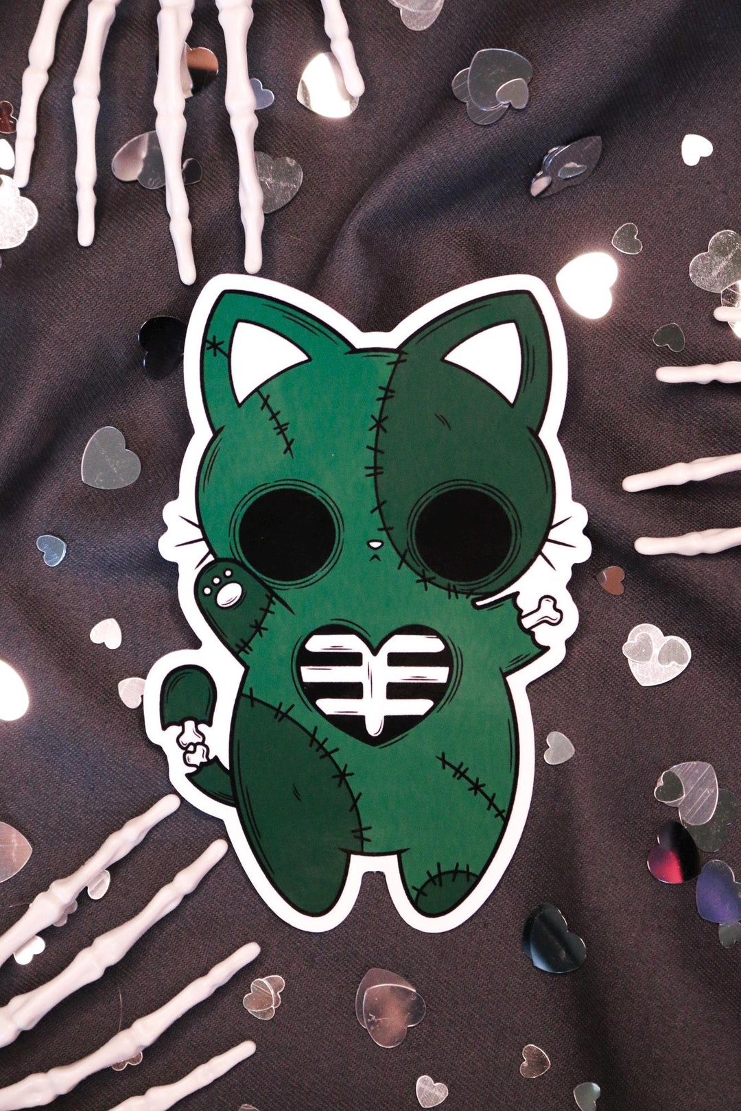 Chomp Vinyl Sticker - Zombie Undead Cat - Creepy Cat Club - Gothic ...