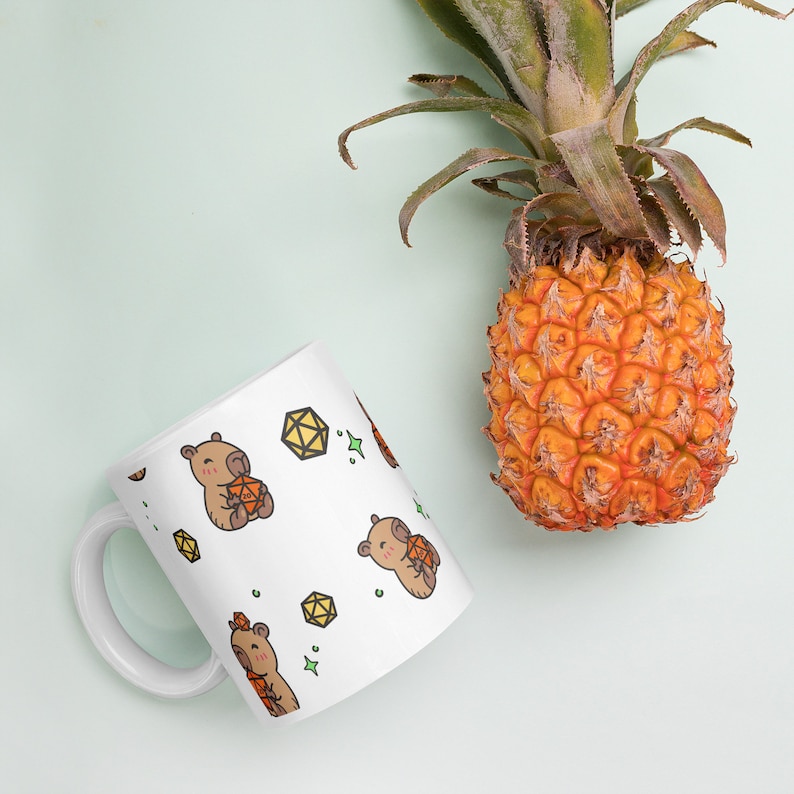 Dnd Capybara Pattern Mug | Cute Kawaii Dnd Gift for Dungeon Masters ...