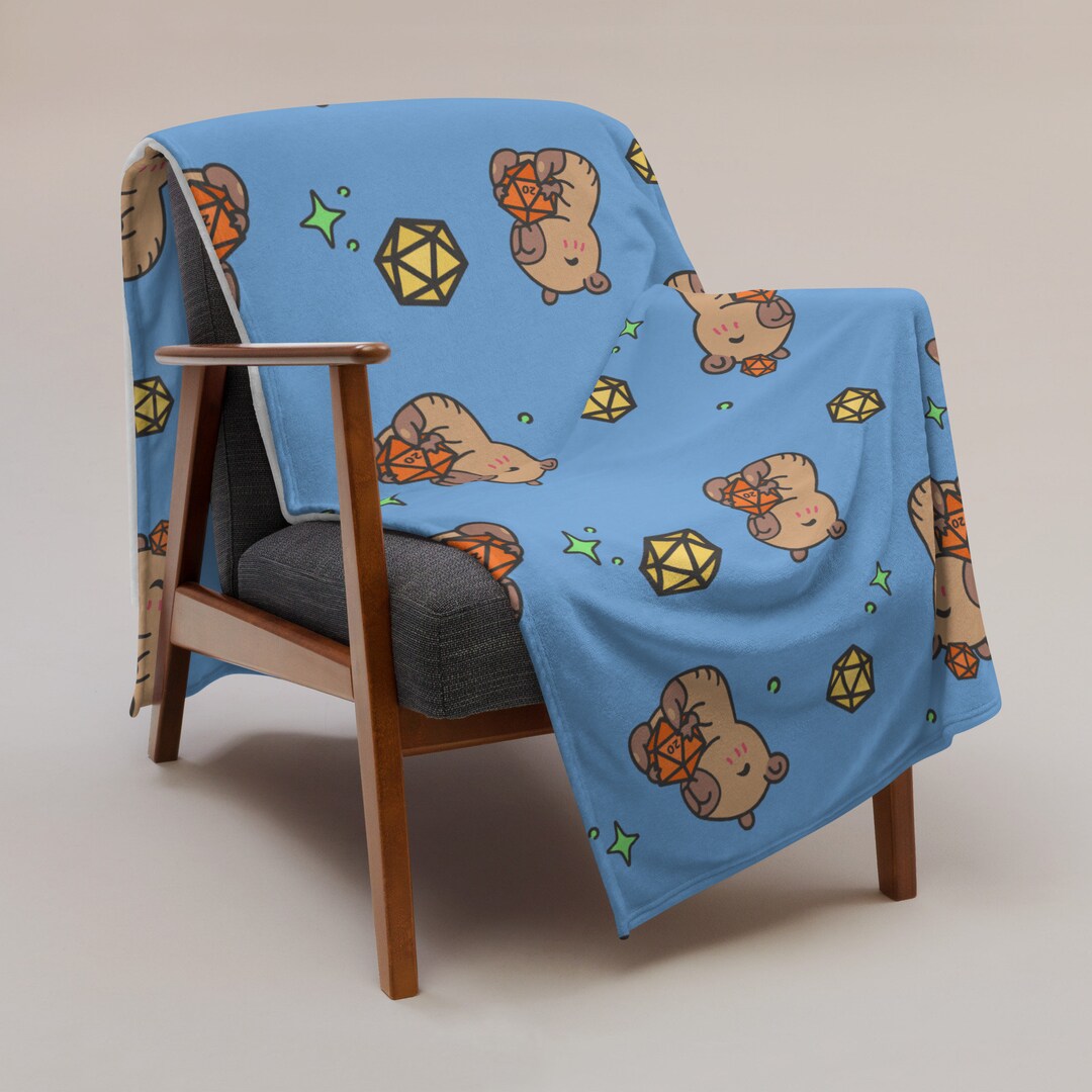 Blue Dnd Capybara Pattern Blanket | Cute Kawaii Dnd Throw for DM and ...