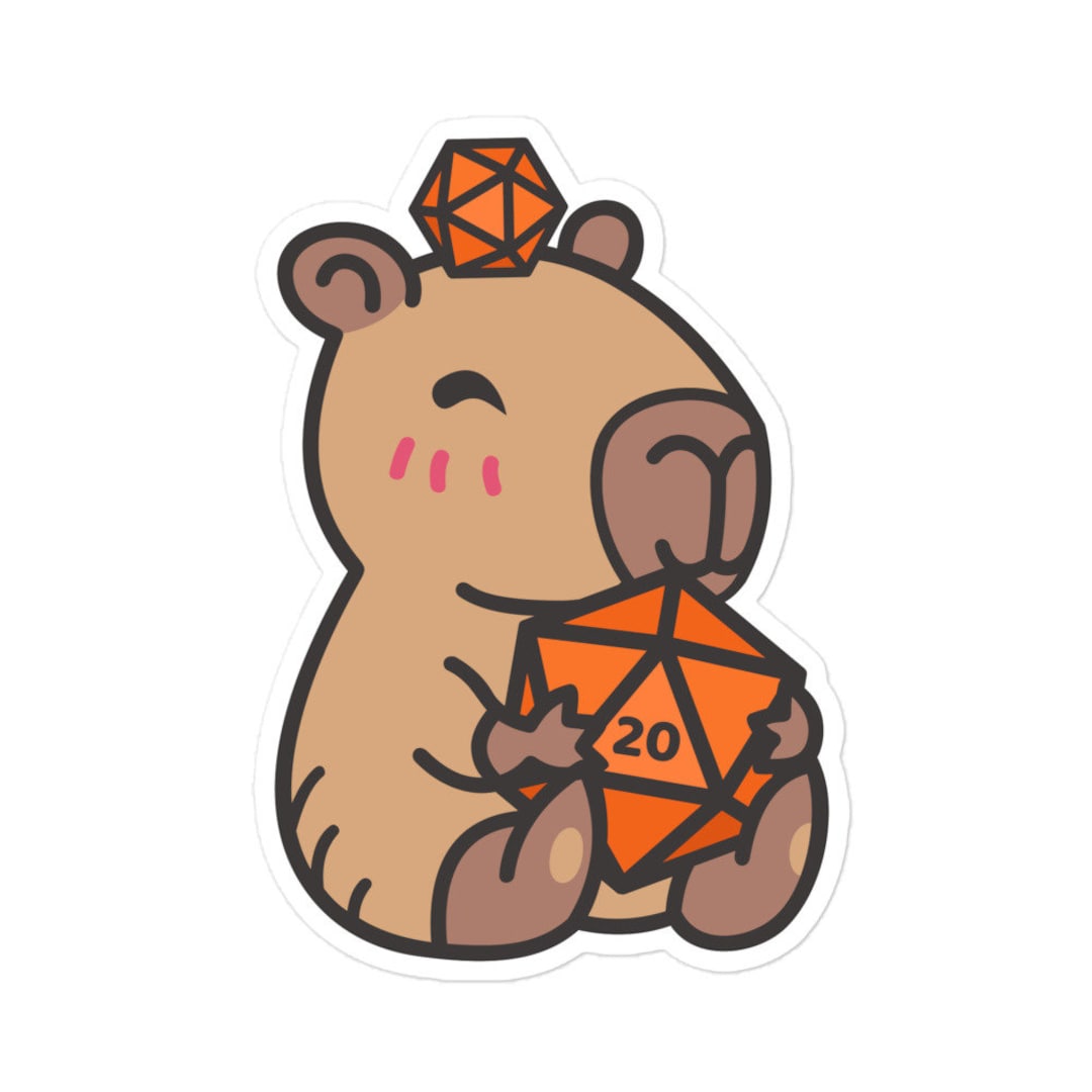 Dnd Capybara Sticker | Kawaii RPG Gamer Decal | Gift for Dnd DM Player ...