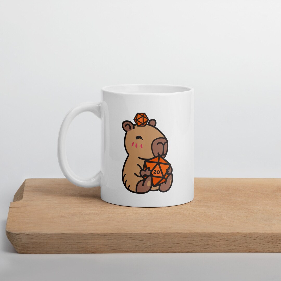 Dnd Capybara Mug | Cute RPG Gamer Gift | White Ceramic Coffee Cup - Etsy