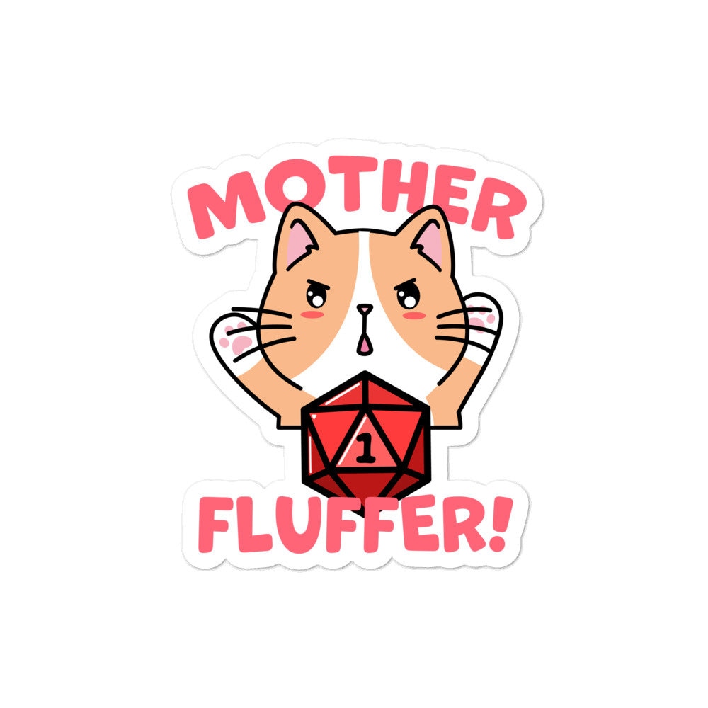 Cute DnD Cat with Natural 1 Sticker Mother Fluffer Dungeon | Etsy