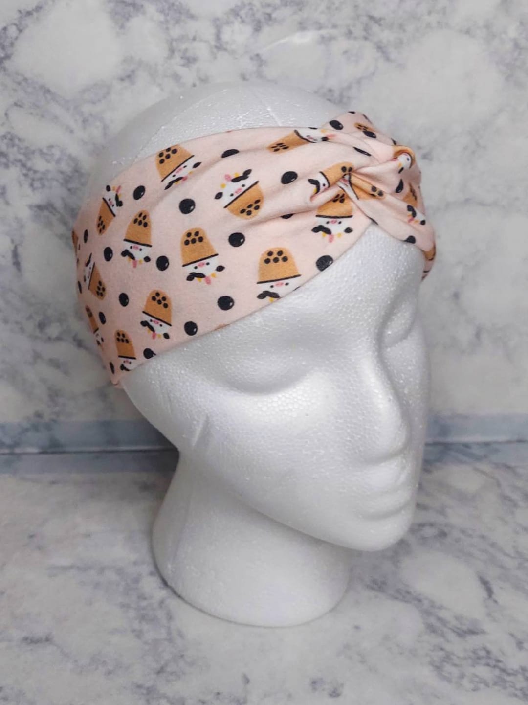 Cow Boba Tea Faux Knot Headband Boba Teatwist Headbandcow Hair ...