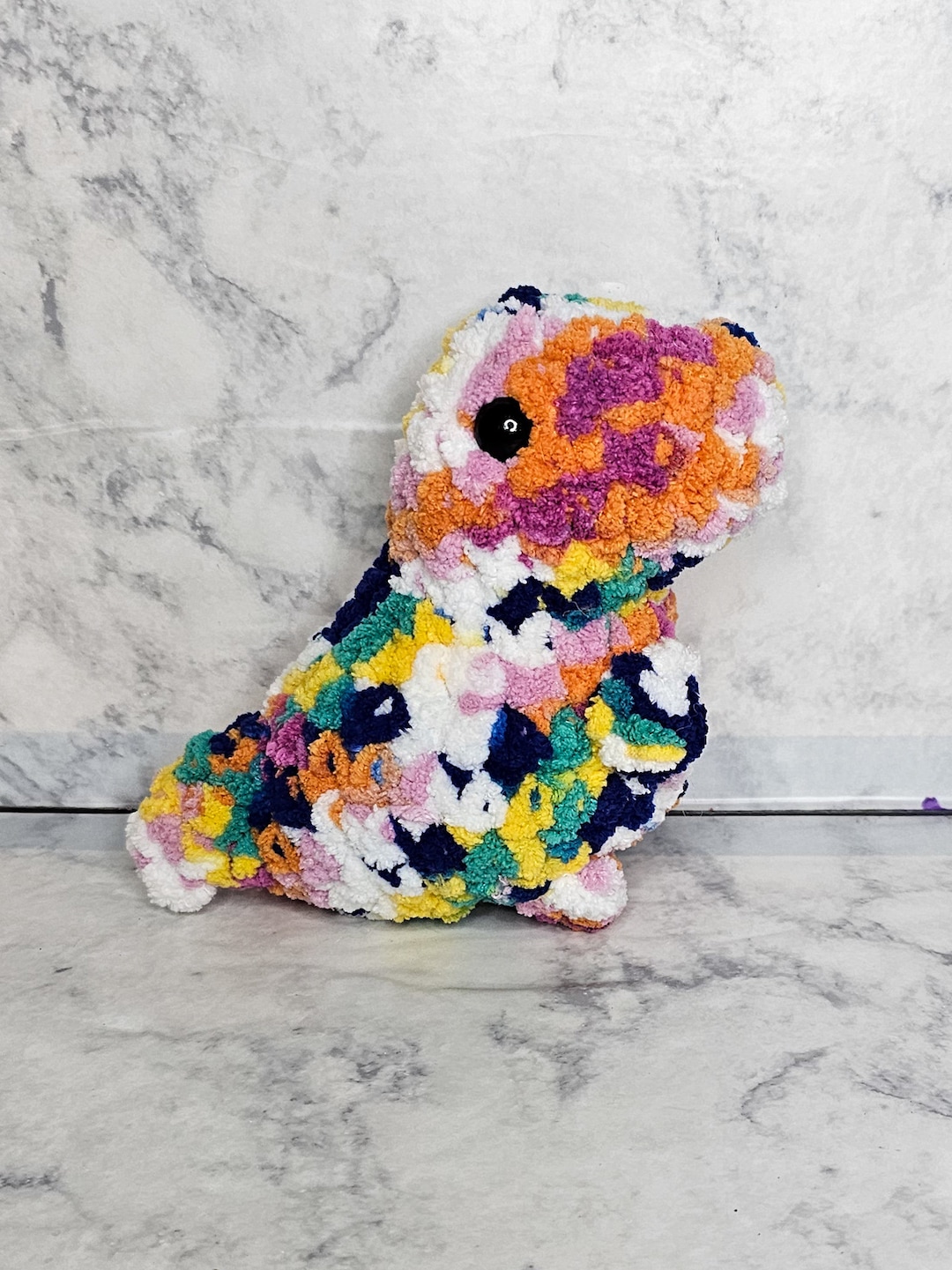 Rainbow Crochet Dinosaur Multi Color Blanket Yarn Dino Hand Sized ...