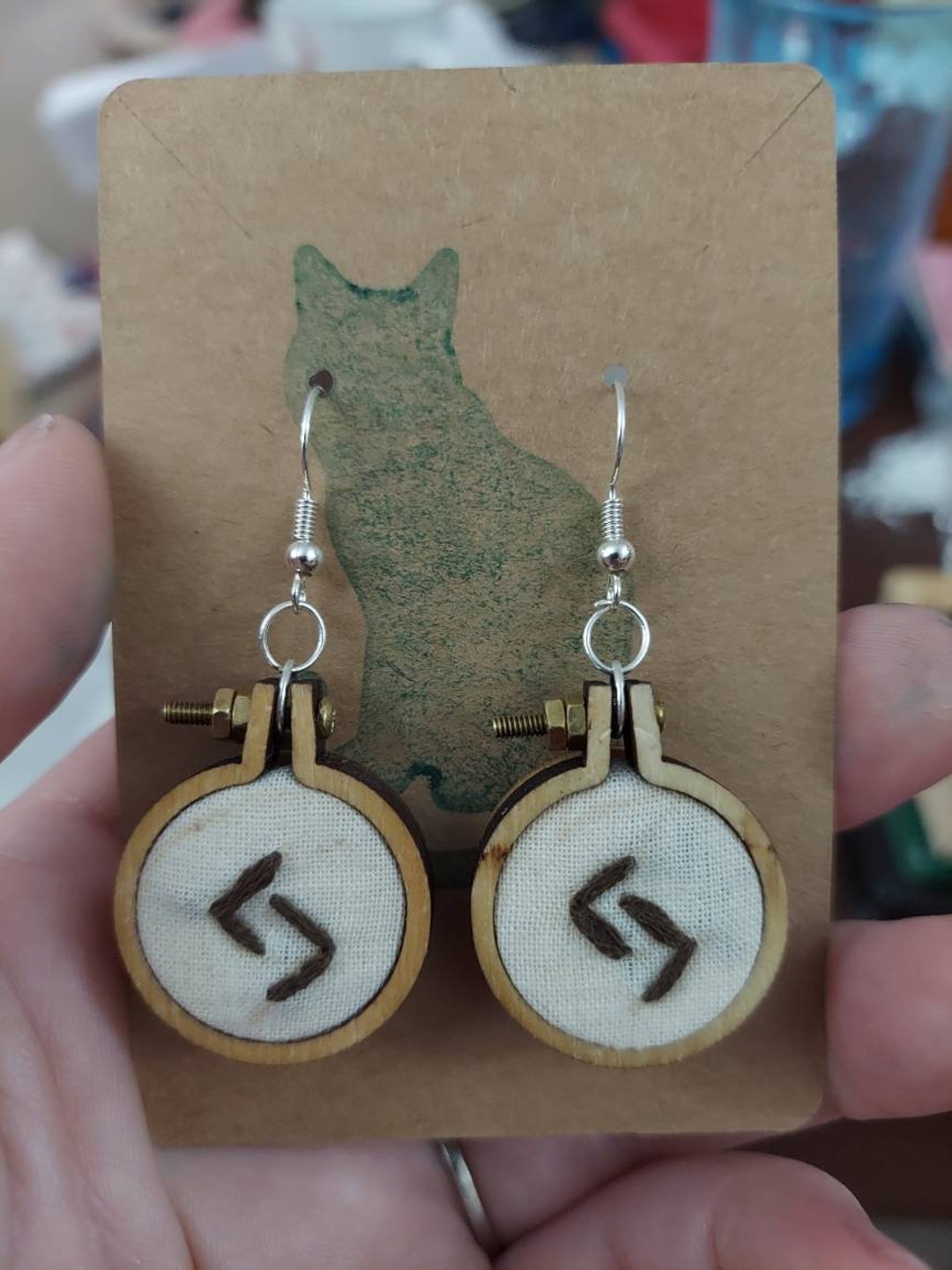 Embroidered Rune Earrings Rune Eldar Futhark Witch Accessories Witchy ...