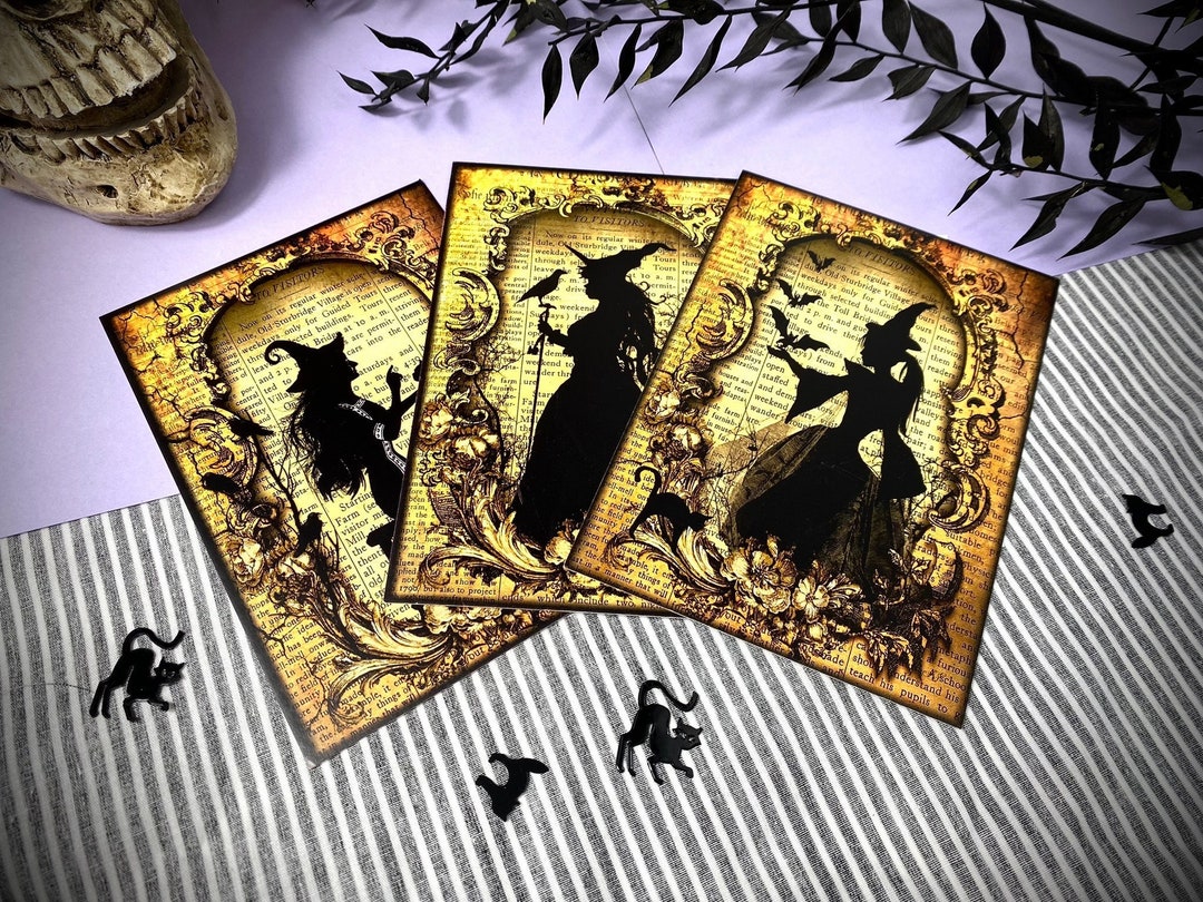 Halloween Vintage Witches Postcard Set, Birthday Card, Thank You Card ...