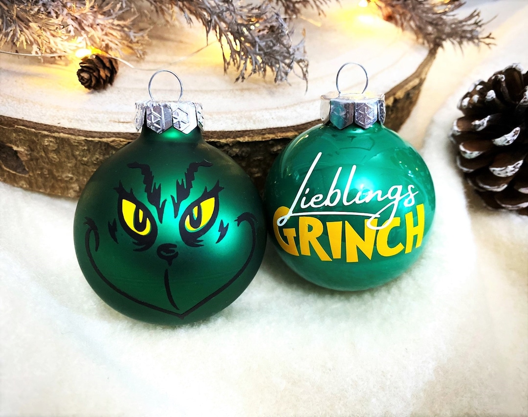 Favorite Grinch Gift Set 2x Christmas Baubles Made of Glass - Etsy
