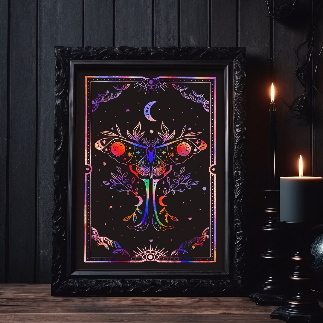 Magical Moon Moth Foil Print, Art Print, Foil Art, Art Print, Wall ...