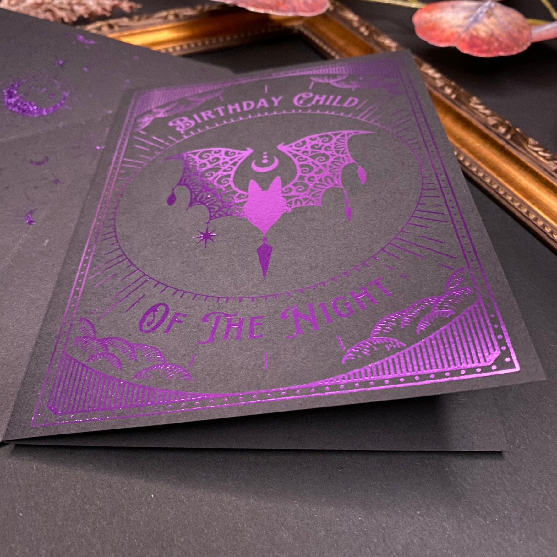 Bat Card, Foil Print, Folding Card, Birthday Card, Art Print, Gothic - Etsy