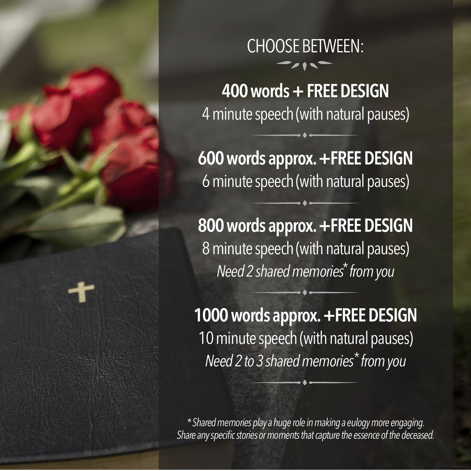 Eulogy Speech Writing Eulogy Writing Service Funeral Speech - Etsy