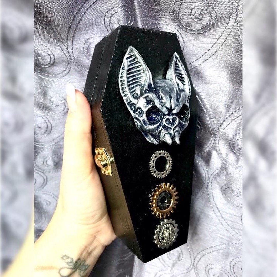 Steampunk Bat Coffin Keepsake Box – Gothic Trinket Box, Handmade ...