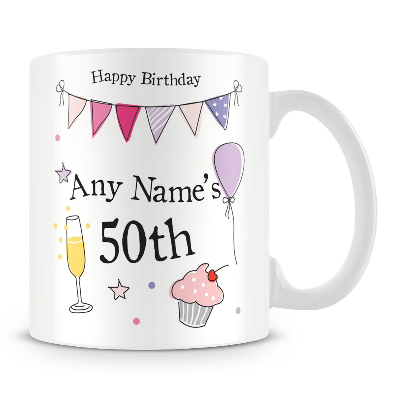 50th Birthday Mug Personalised Gift Birthday Party Design - Etsy UK
