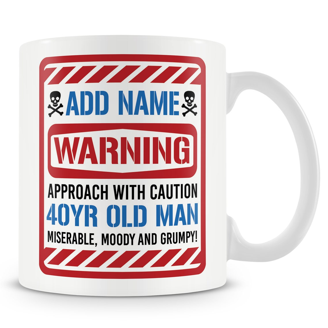 40th Birthday Personalised Mug Warning 40 Year Old Man Mug - Etsy