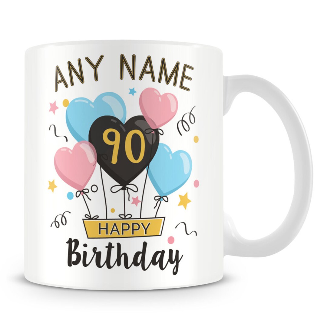 90th Birthday Mug Personalised Gift Birthday Balloons Design - Etsy