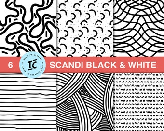 Digital Papers Black & White Digital Paper Hand Drawn - Etsy