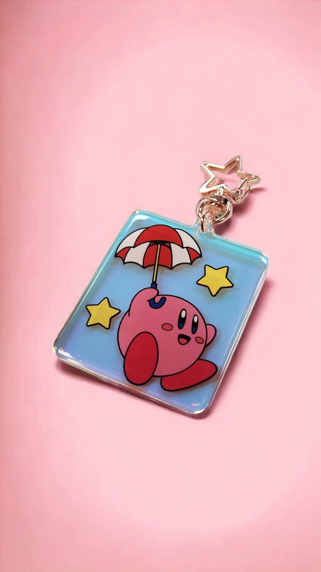 Holographic Acrylic Kirby Keychain Video Game Backpack Charm Cute Anime ...