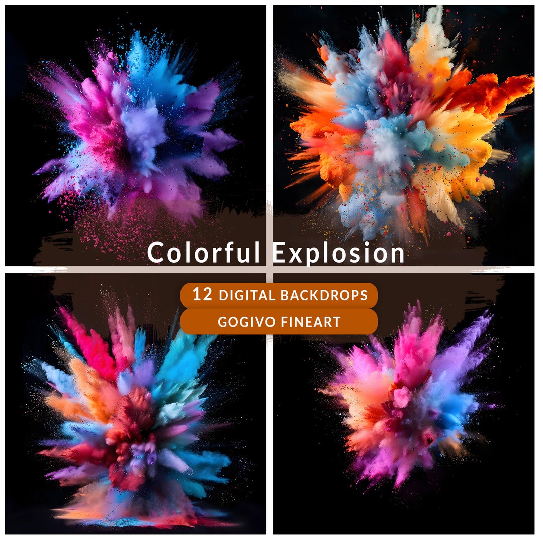 Explosion Color Powder Digital Backdrop Colored Smoke Bomb Explosion ...