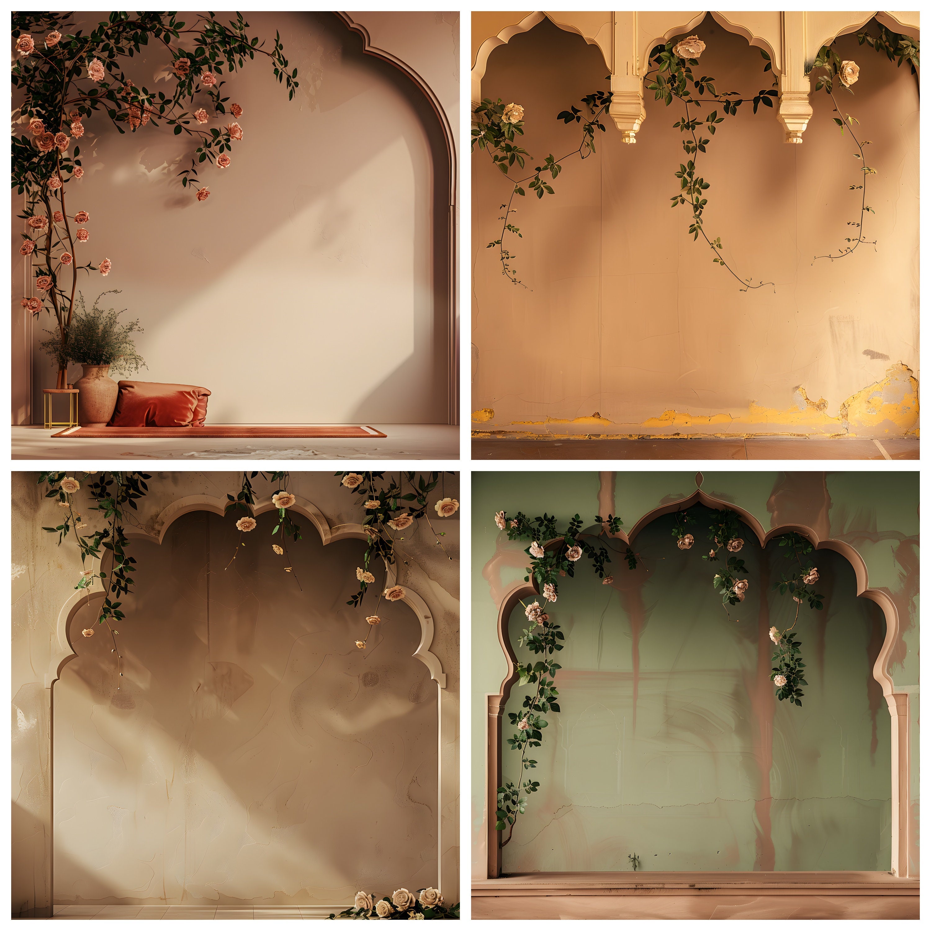 Indian Floral Minimal Arches Maternity Digital Photo Backdrop Wedding ...