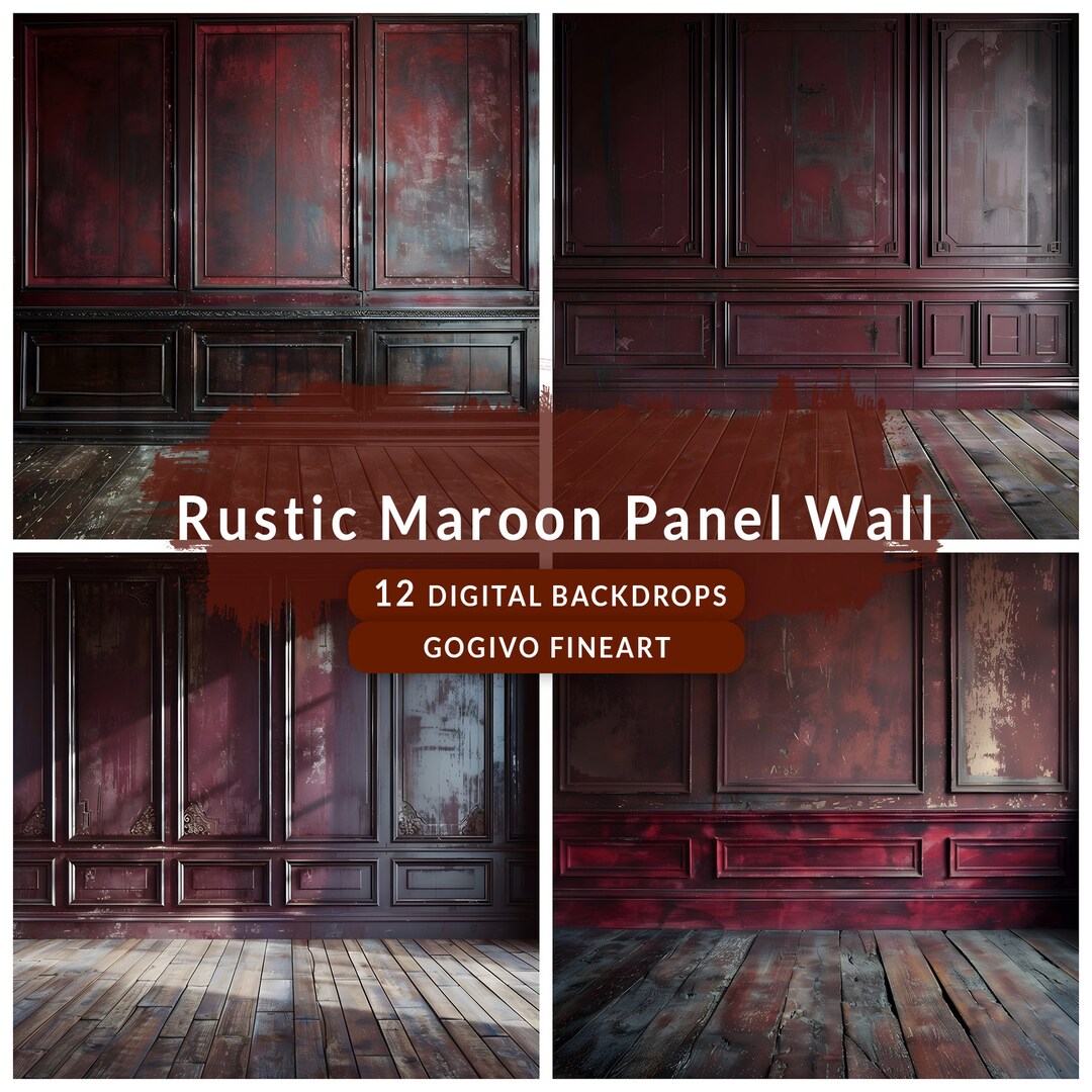 Rustic Maroon Panel Wall Digital Backdrops Maternity Digital Backdrop ...