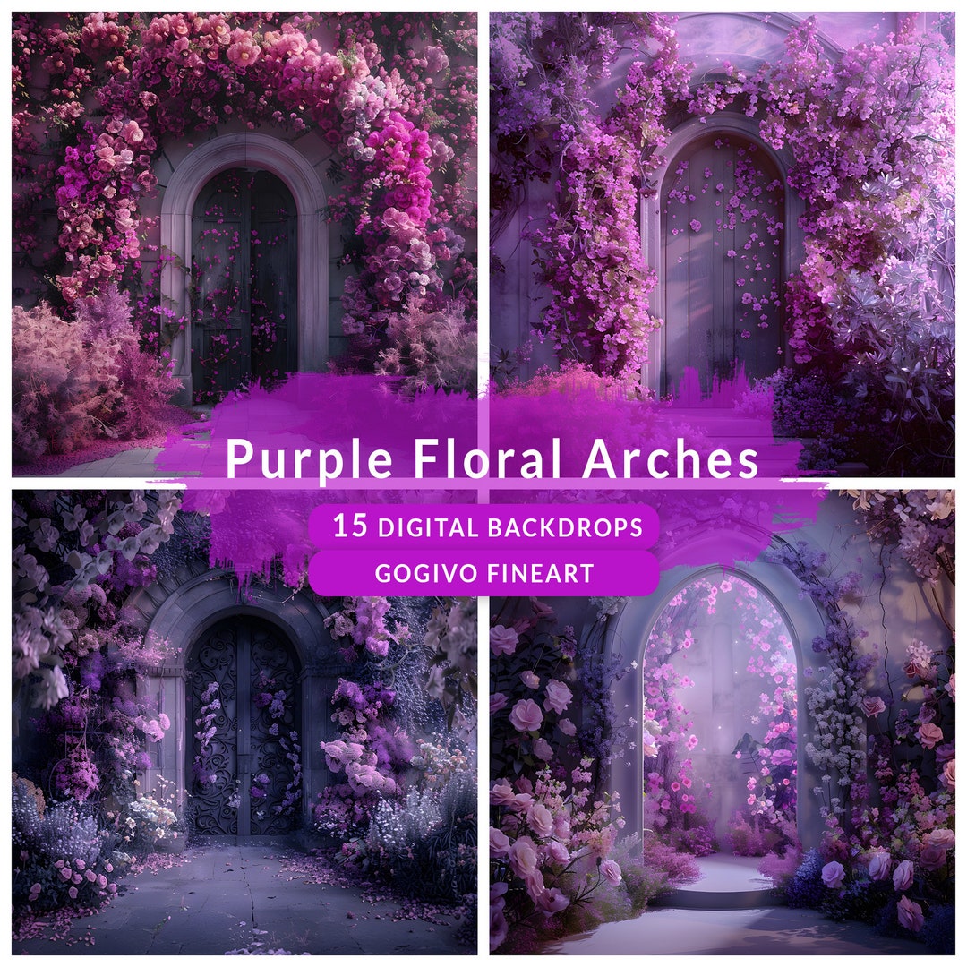 Purple Floral Arches Digital Backdrop Maternity Digital Backdrop Floral ...