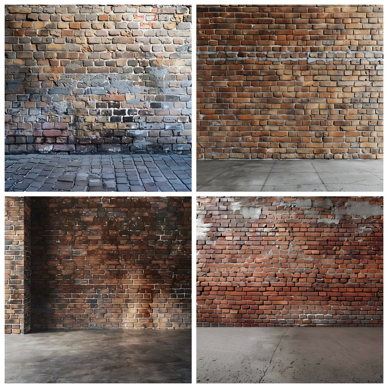 Modern Brick Wall Digital Photography Backdrop Photoshop Overlays ...