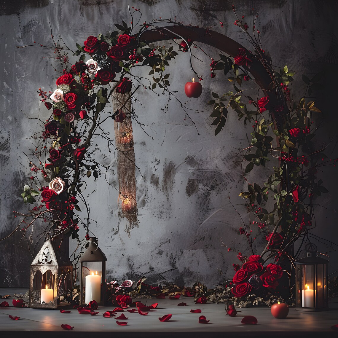 Red Floral Arches Digital Backdrops Maternity Digital Backdrop Overlays ...