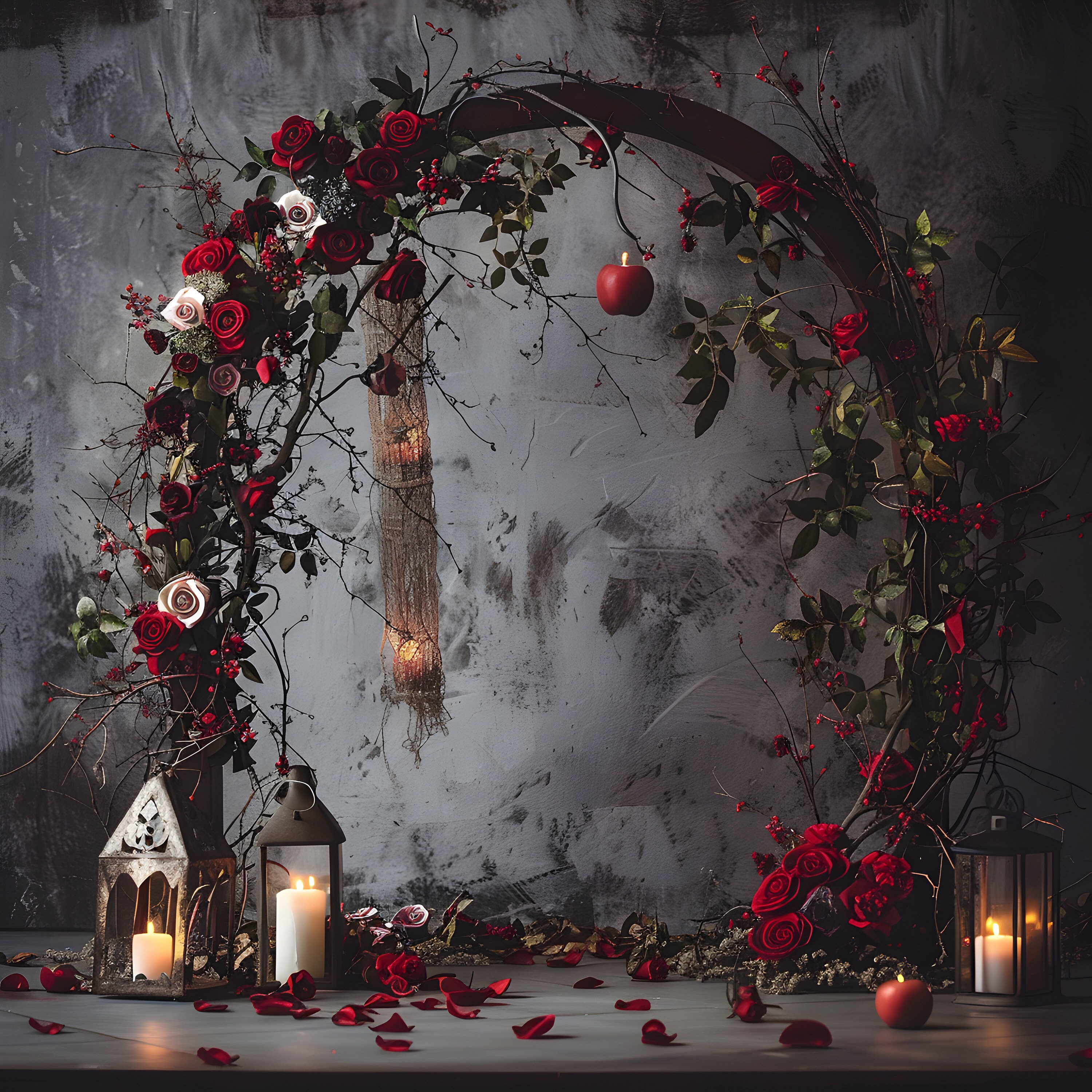Red Floral Arches Digital Backdrops Maternity Digital Backdrop Overlays ...