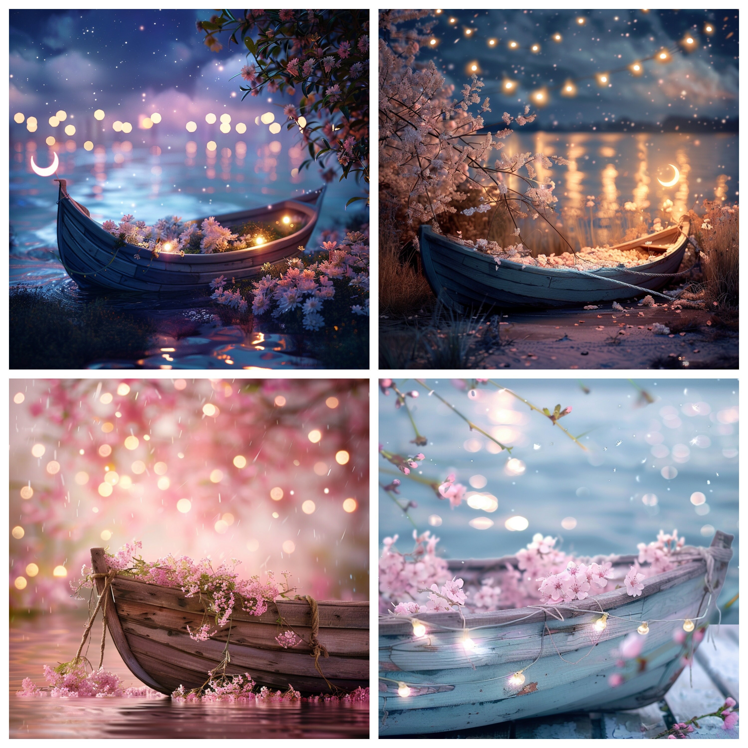 Floral Seas Set Maternity Digital Backdrops Floral Boat Backdrop ...