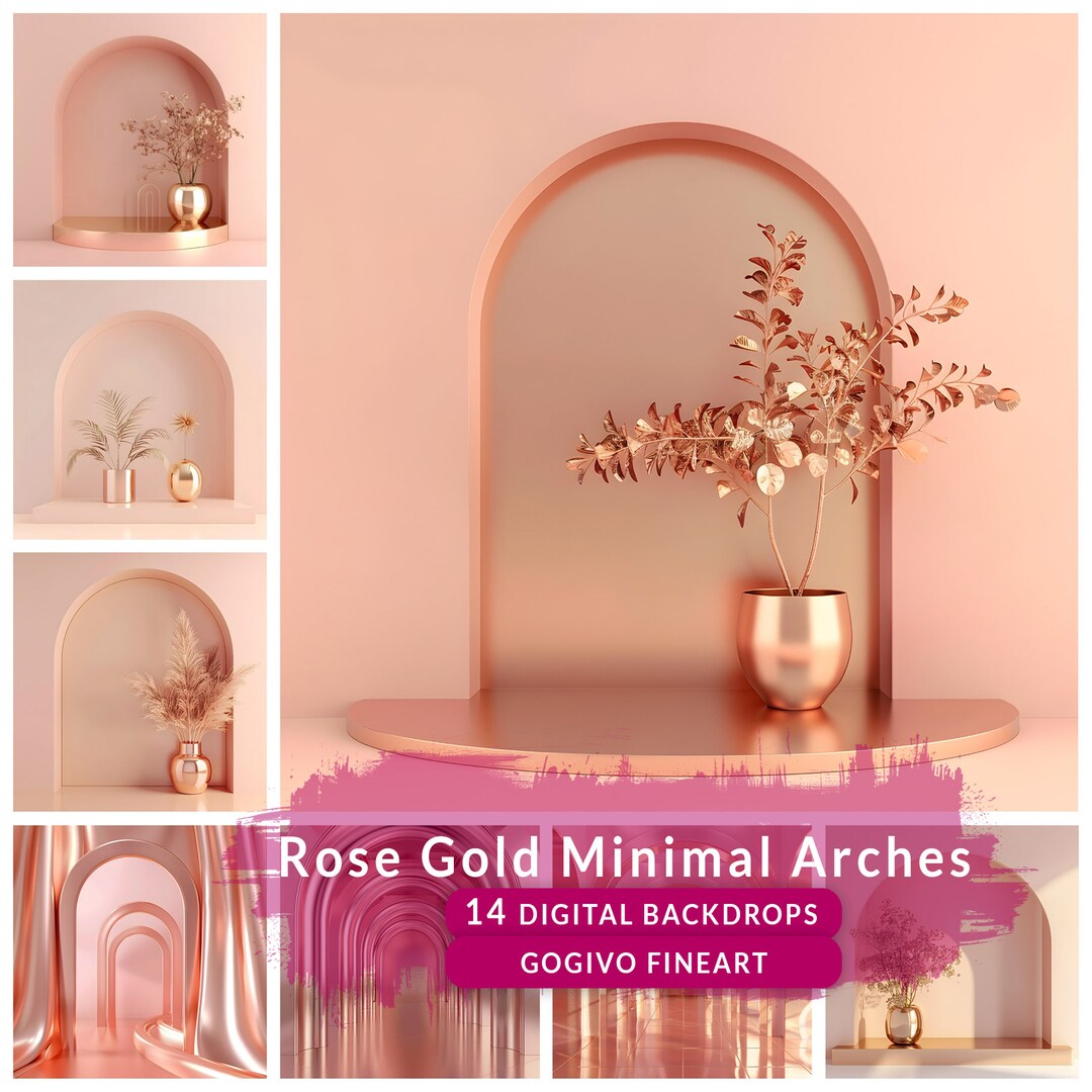 Rose Gold Minimal Arches Set Digital Backdrops, Maternity Backdrop ...