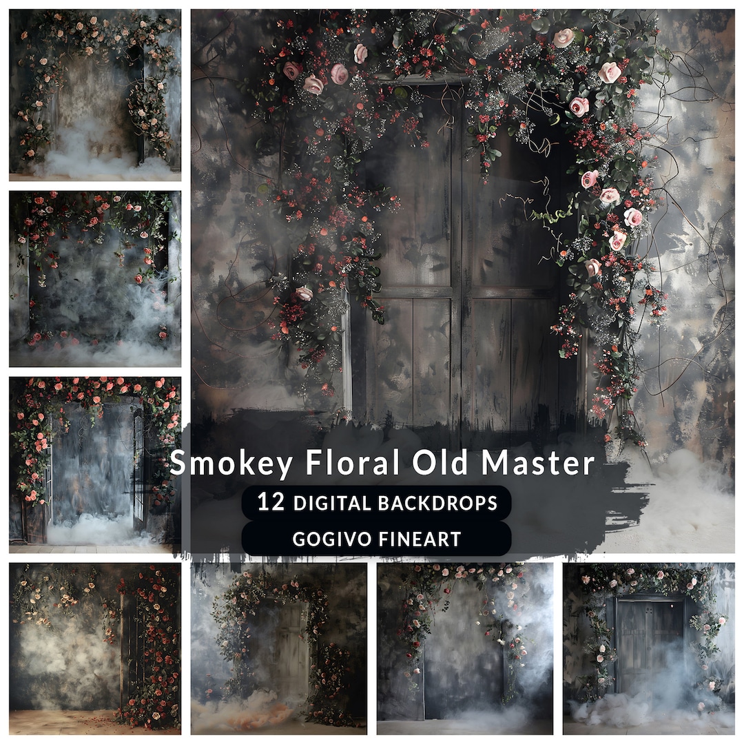 Old Master Maternity Digital Backdrop Smoky Floral Texture Wall Studio ...