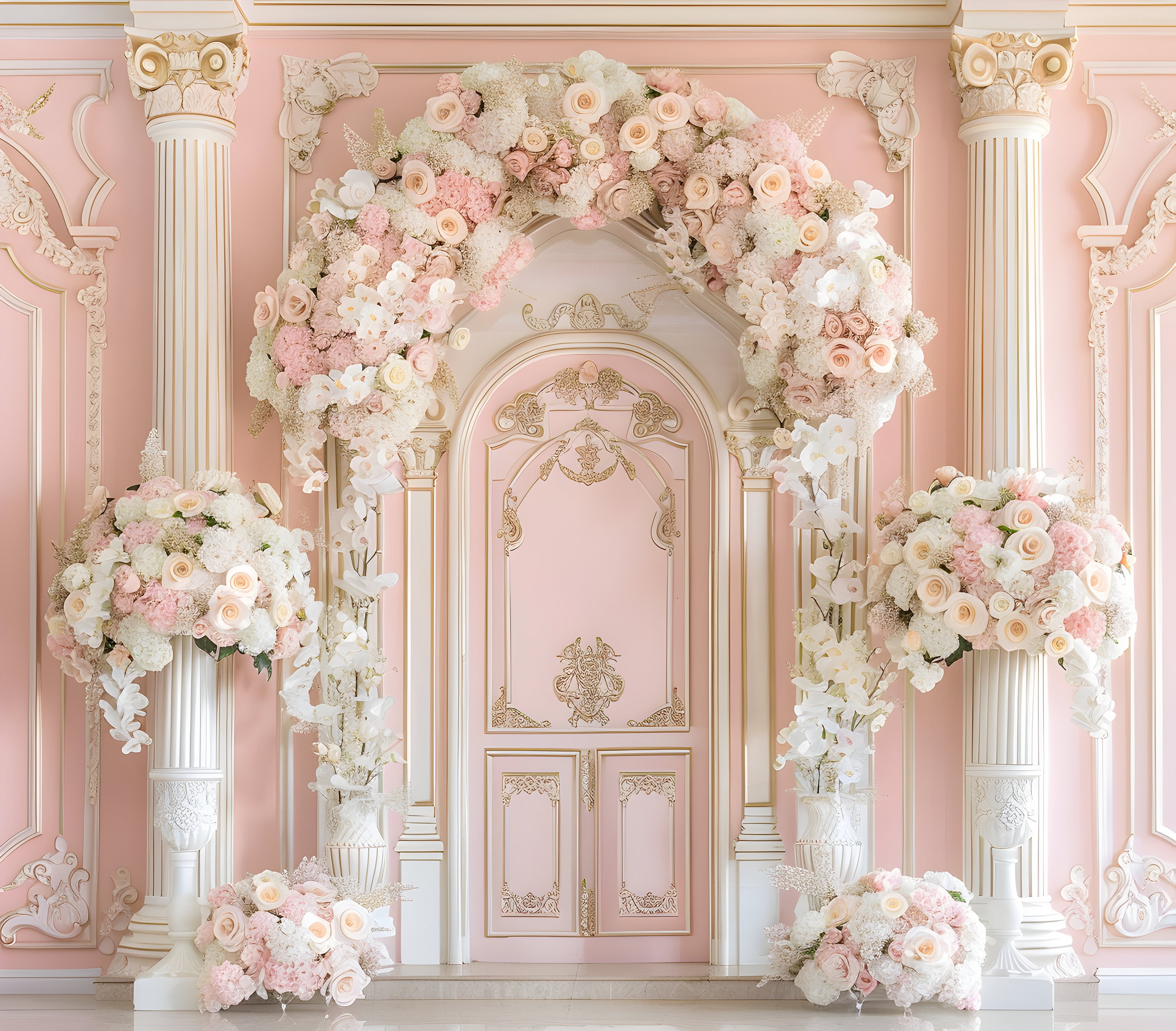 Pink and White Floral Storefront Background Floral Wall Maternity ...