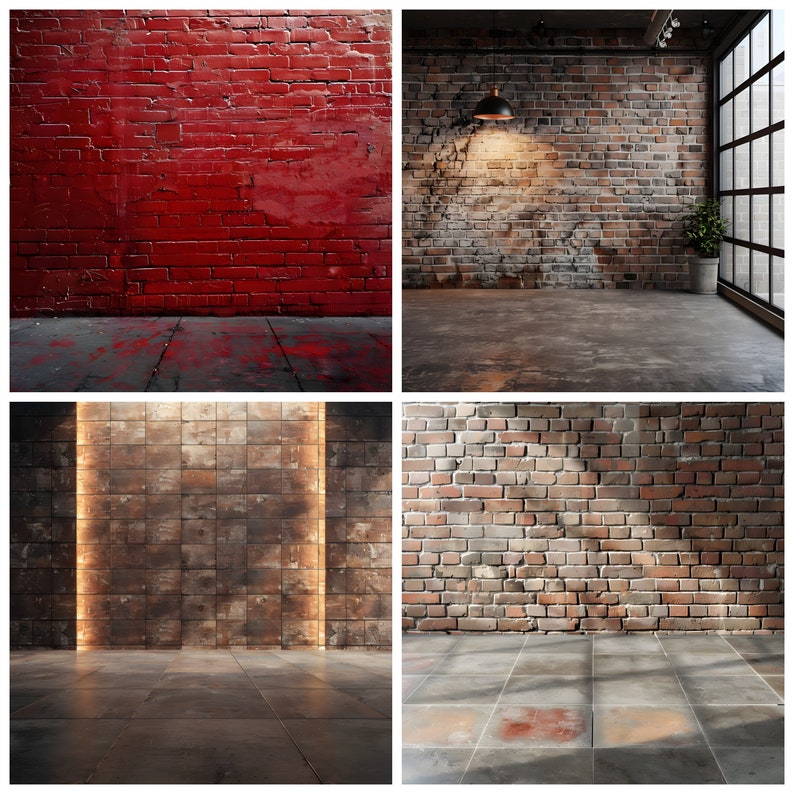 Modern Brick Wall Digital Photography Backdrop Photoshop Overlays ...