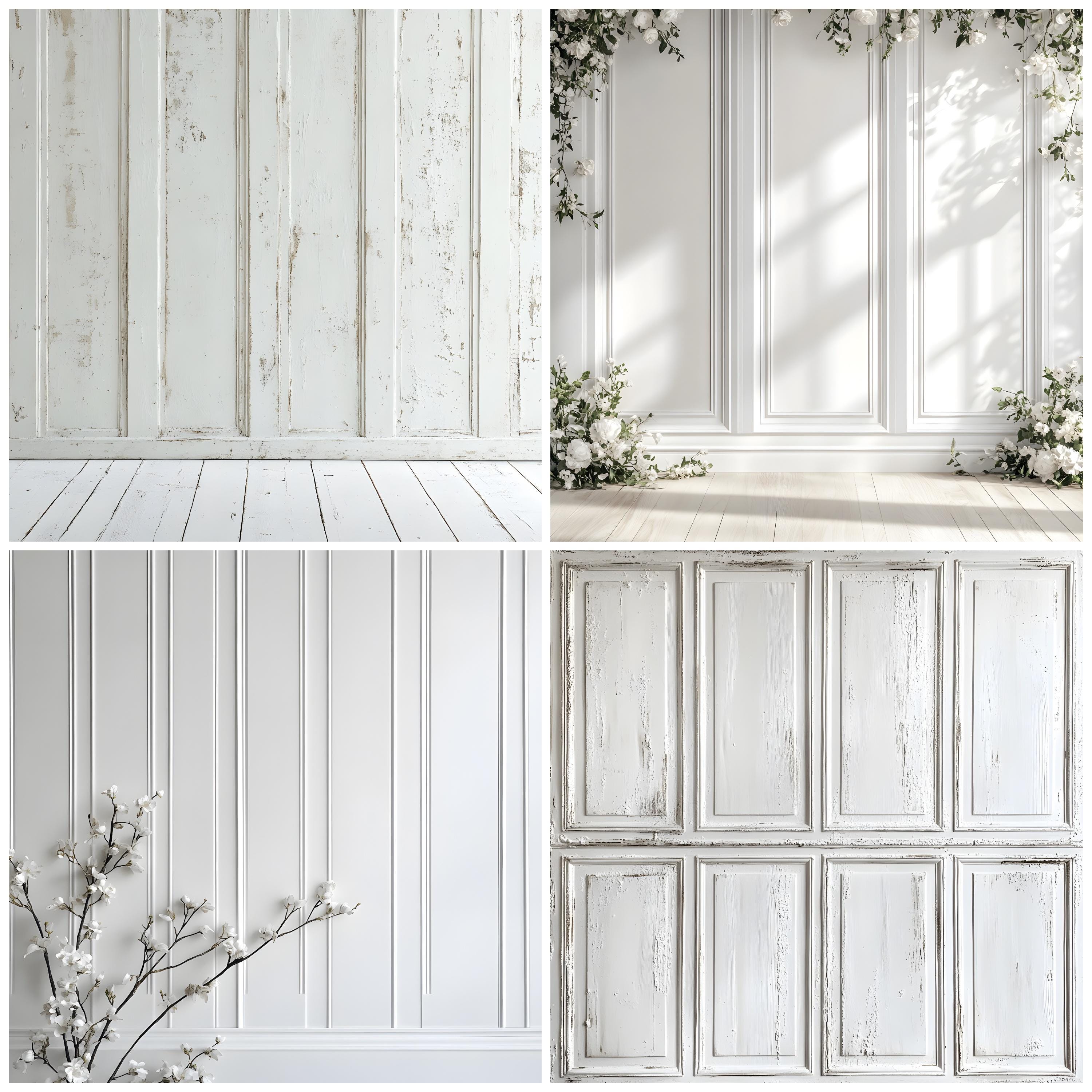 White Panel Wall Digital Backdrop Set Maternity Backdrop Overlays ...