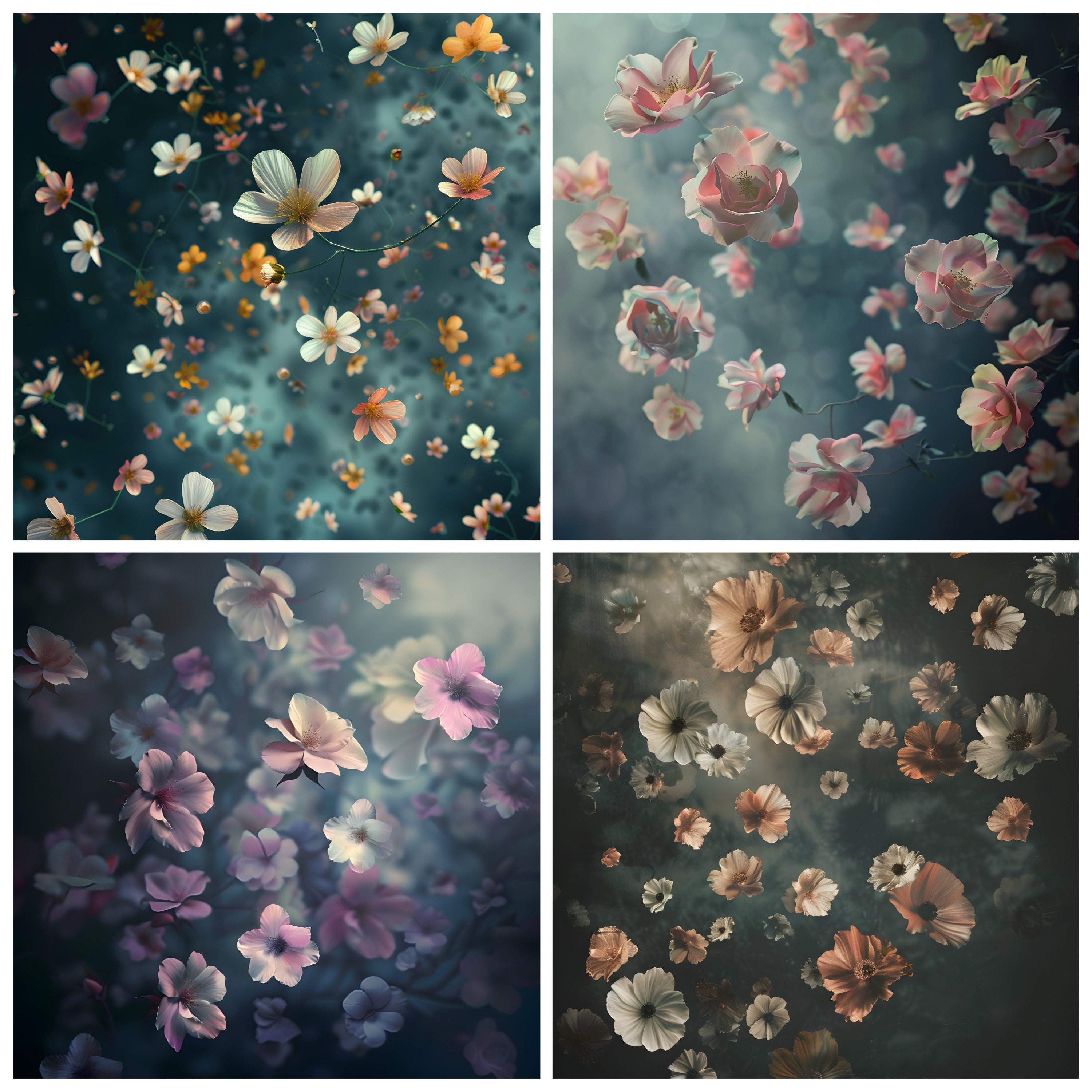 Floating Flowers Backgrounds Digital Backdrop Overlay Maternity ...
