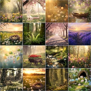 50 Spring Digital Backdrops for Photography | Easter Backgrounds Bundle ...