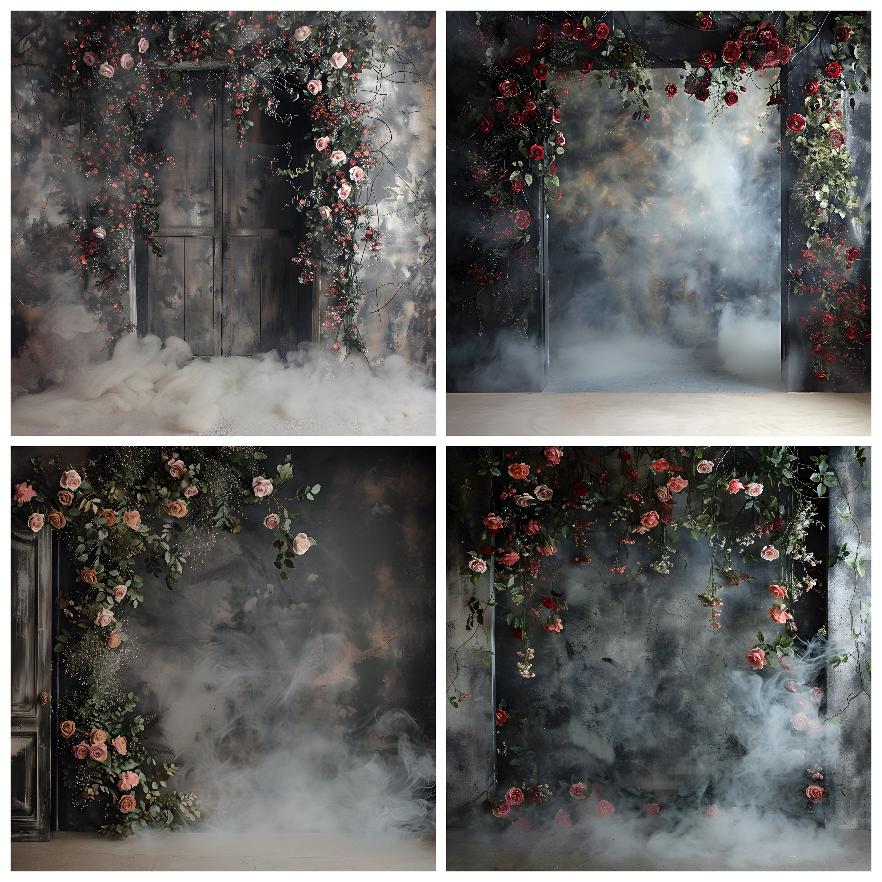 Old Master Maternity Digital Backdrop Smoky Floral Texture Wall Studio ...