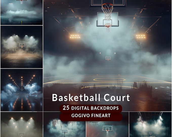 Basketball Court Digital Backdrop Yellow Smoke Background Team Sports ...