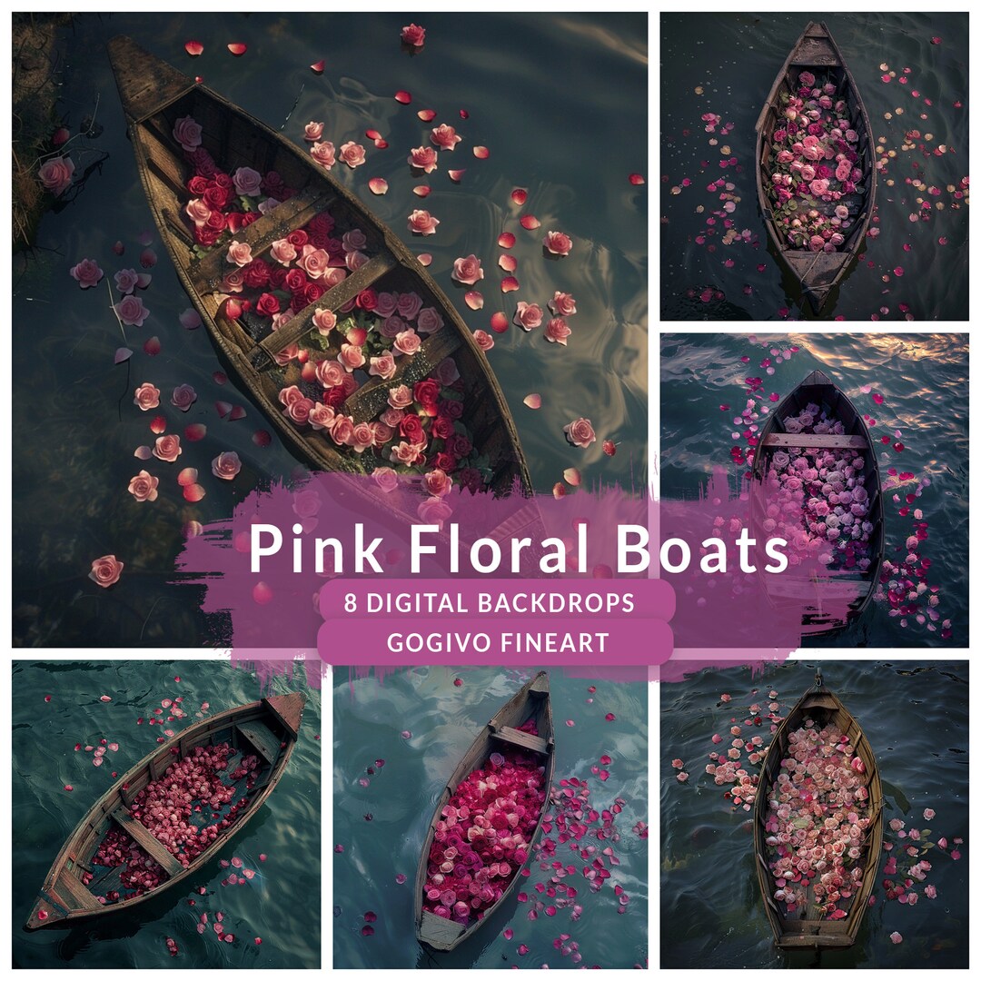 Pink Floral Boats Digital Backdrops Boat Backgrounds Maternity Digital ...