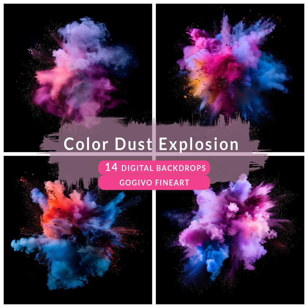Powder Explosion Digital Backdrops Overlay, Colored Smoke Digital ...