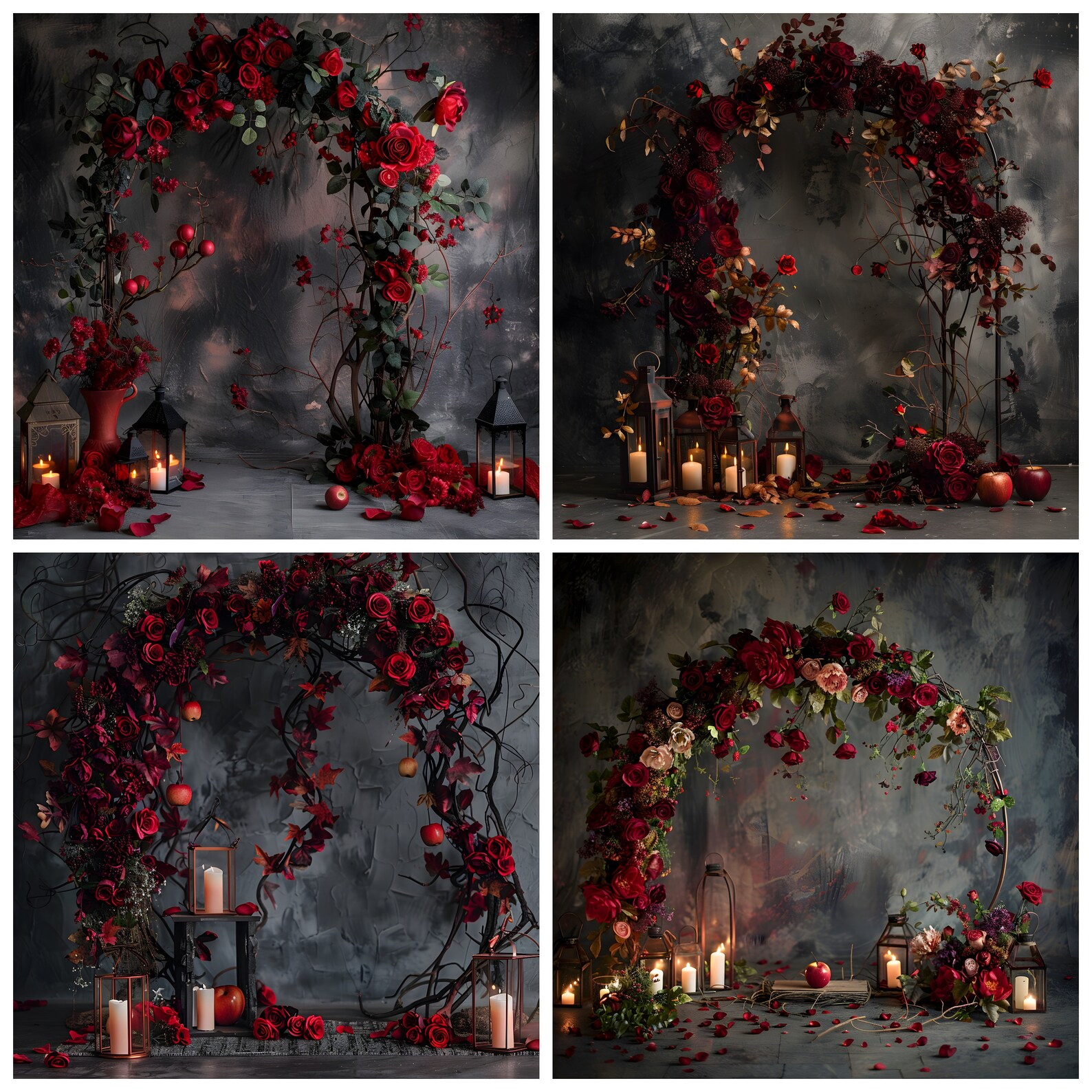 Red Floral Arches Digital Backdrops Maternity Digital Backdrop Overlays ...