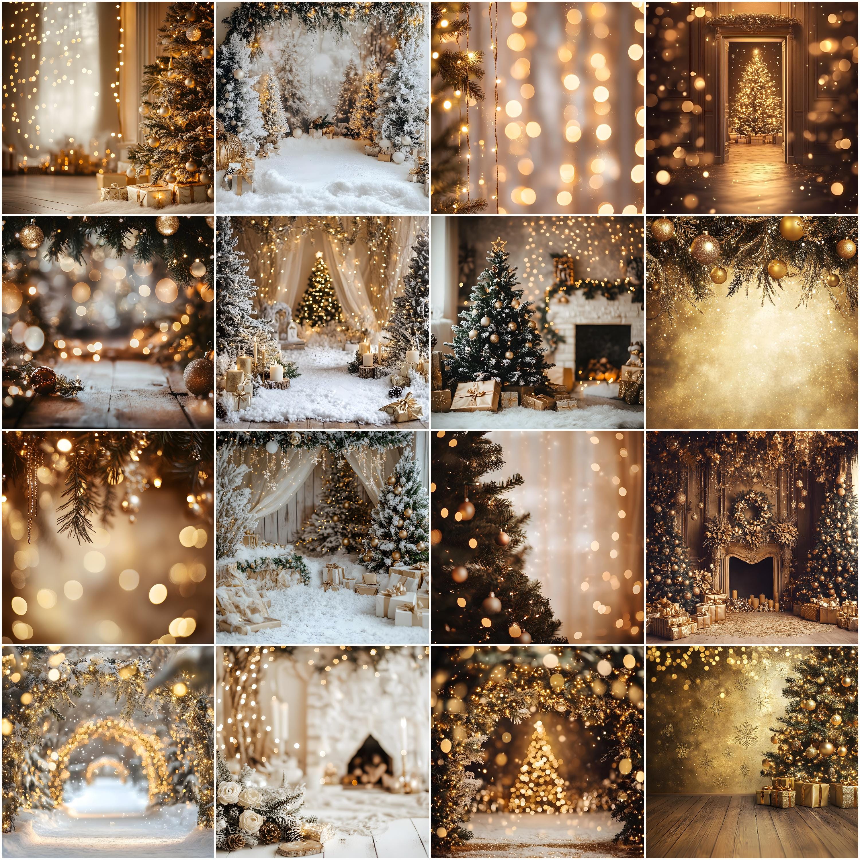 Christmas Gold Studio Digital Backgrounds, Christmas Bokeh Digital ...