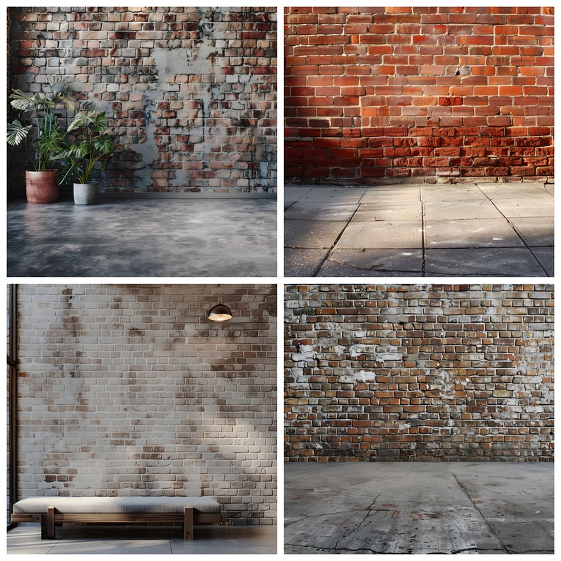 Modern Brick Wall Digital Photography Backdrop Photoshop Overlays ...