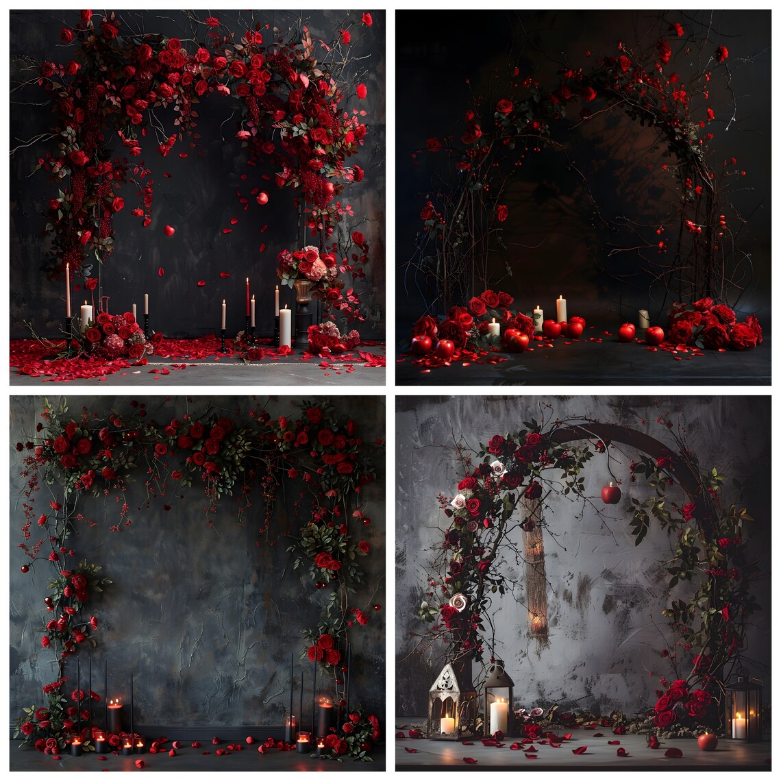 Red Floral Arches Digital Backdrops Maternity Digital Backdrop Overlays ...