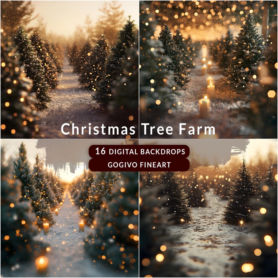 Christmas Tree Farm Digital Photography Backdrop, Christmas Digital ...
