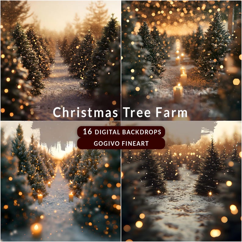 Christmas Tree Farm Digital Photography Backdrop, Christmas Digital ...