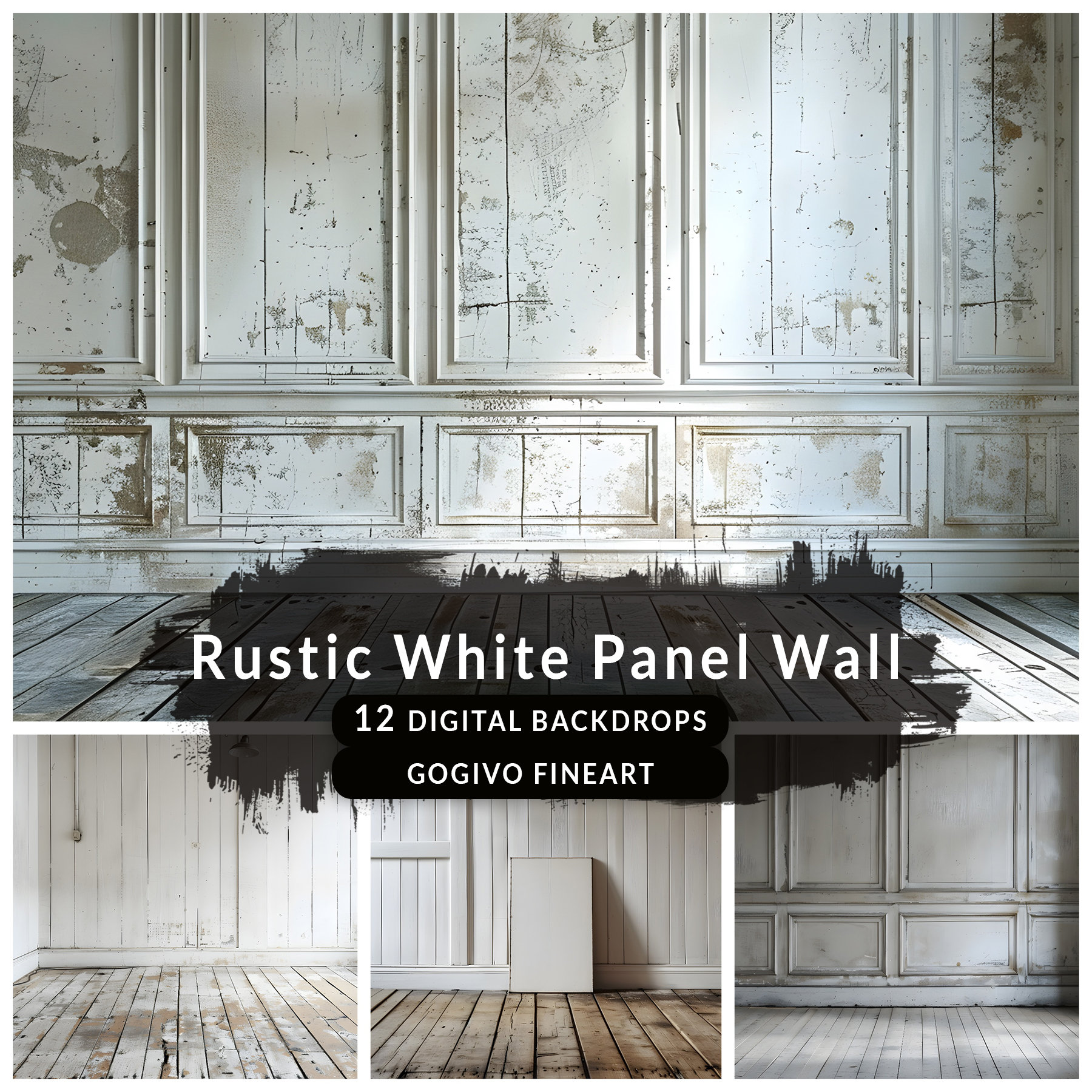 Rustic White Panel Wall Digital Backdrop Set Maternity Digital Backdrop ...