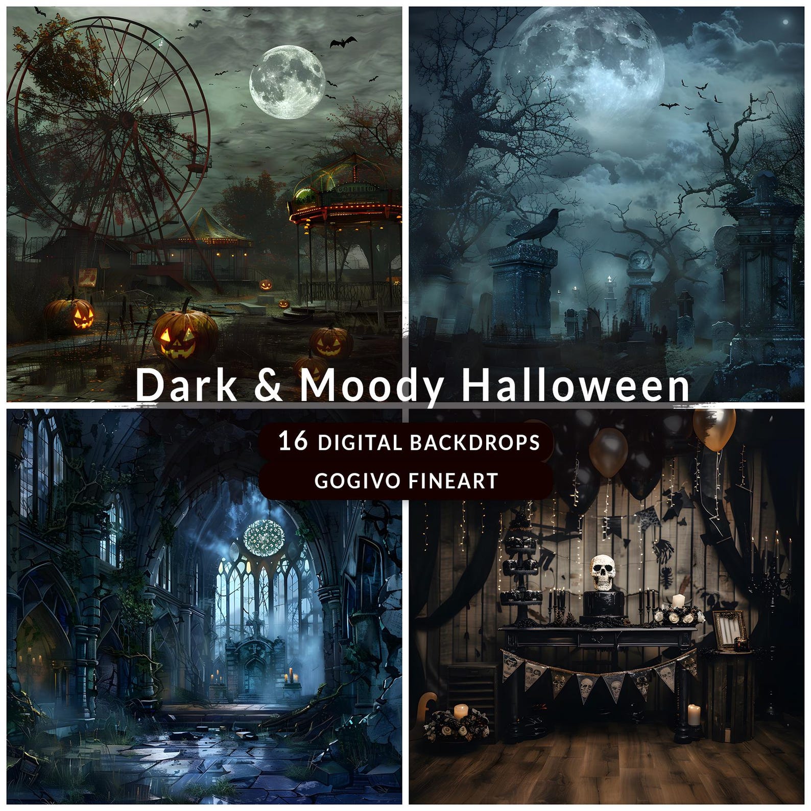 Halloween Digital Backdrop Scary Halloween Digital Photo Background in ...