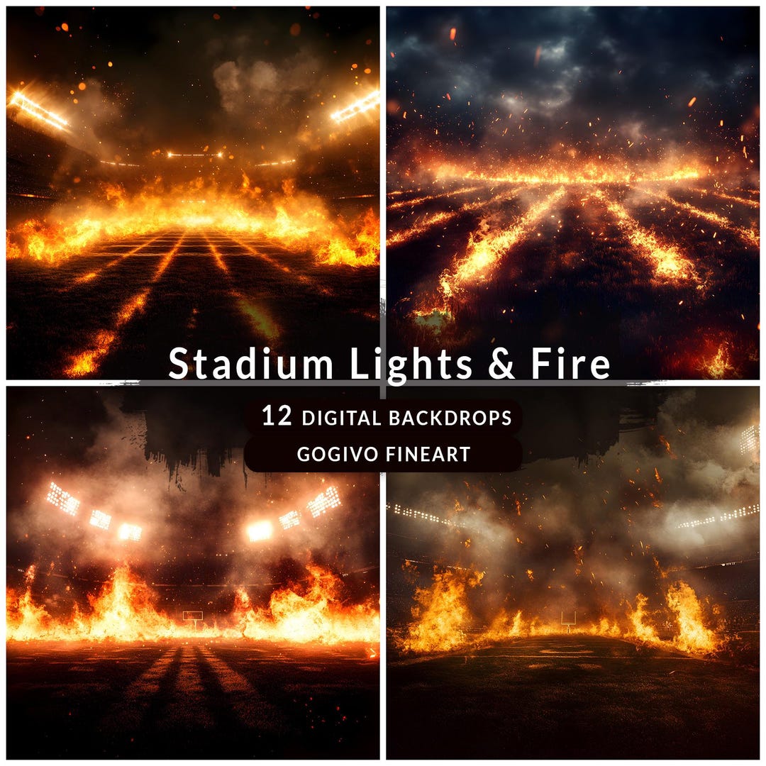 Football Stadium Background With Fog, Fire and Stadium Lights, Football ...