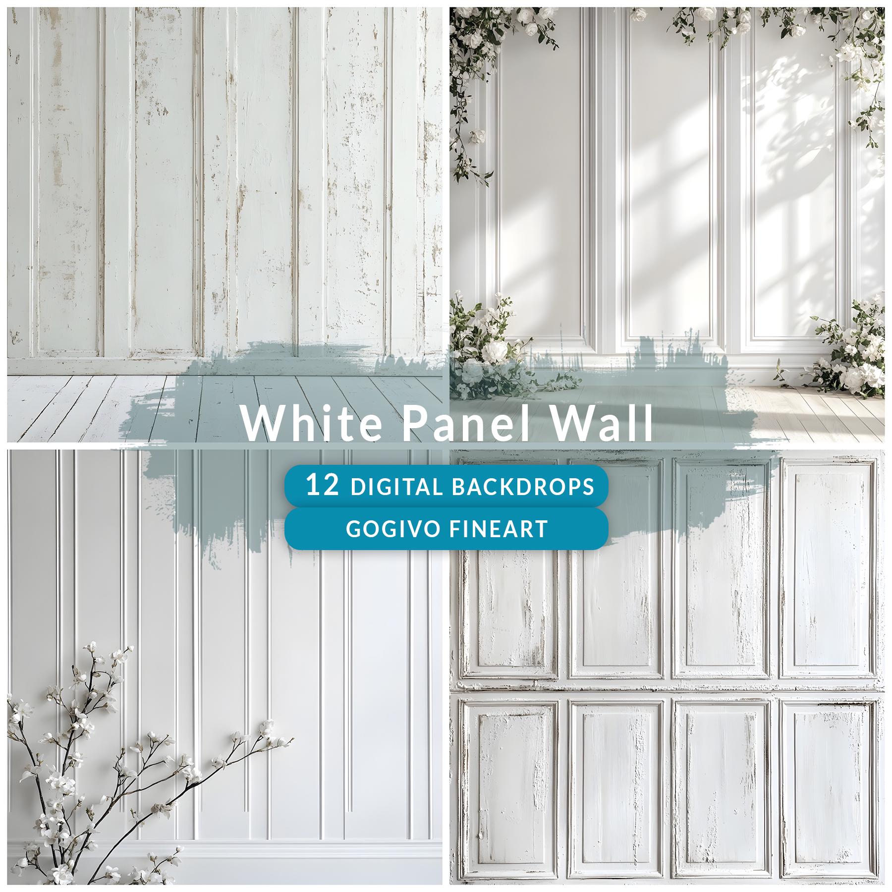 White Panel Wall Digital Backdrop Set Maternity Backdrop Overlays ...